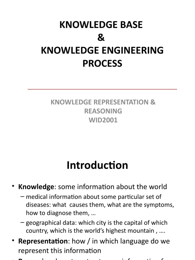 Knowledge Base & Knowledge Engineering Process: Knowledge ...