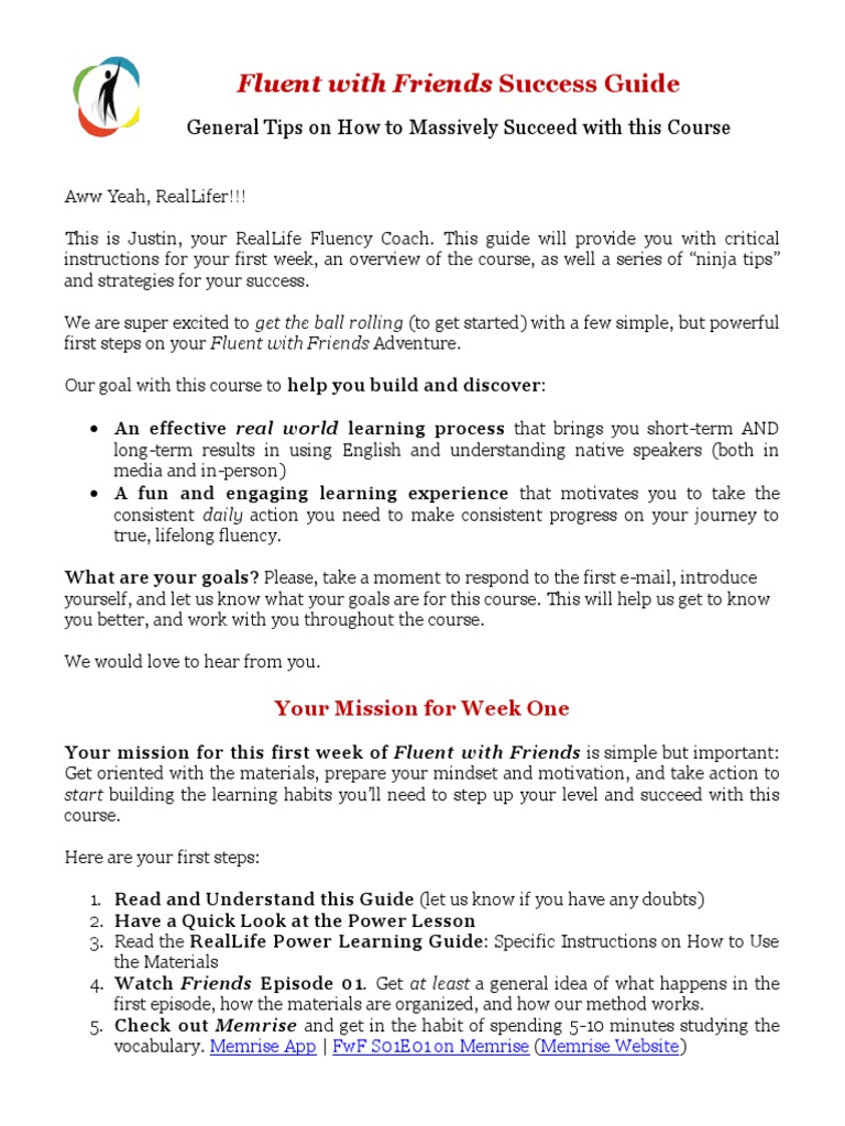 Fluent With Friends Success Guide PDF Free | PDF | Fluency | Mindset