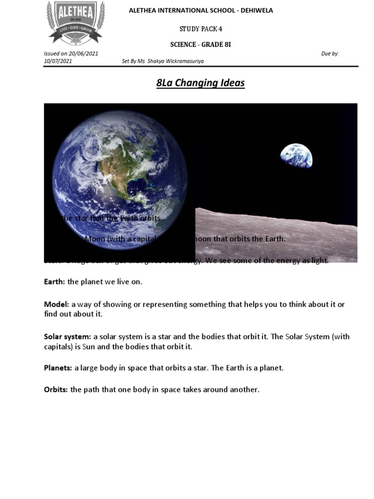 8I Science T3 Studypack 04 (8L Earth and Space) | PDF | Gravity | Earth