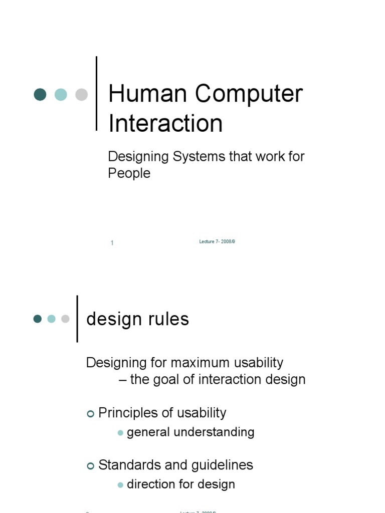 HCI - Guidelines and Design Rules | PDF | Usability | Human–Computer Interaction