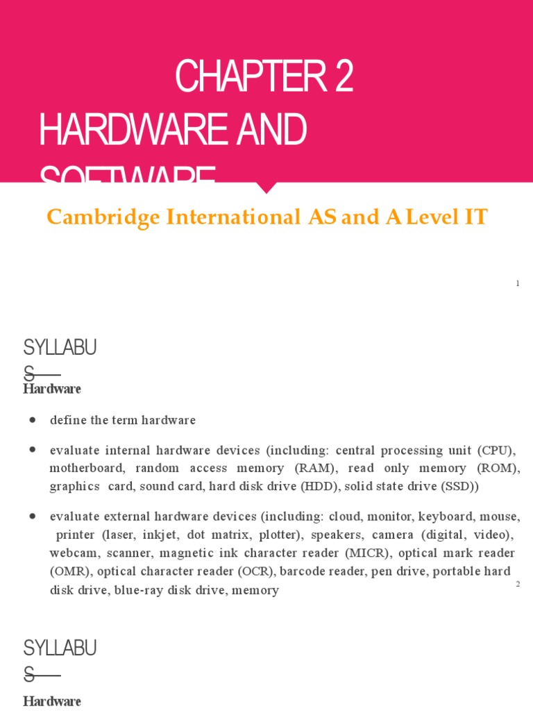 Chapter 2 Hardware and Software | PDF | Hard Disk Drive | Computer Data Storage