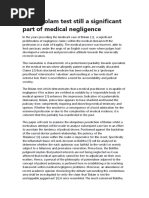 Bolam vs. Bolitho Test in Medical Negligence | PDF | Negligence | Physician