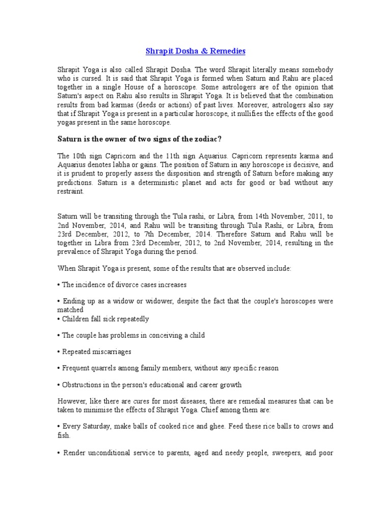 Shrapit Dosha & Remedies | PDF | Gemstone | Planets In Astrology