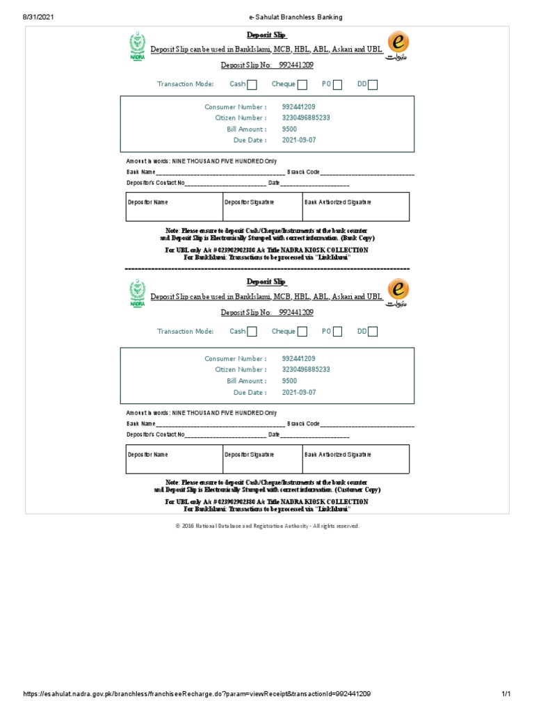 E-Sahulat Branchless Banking 9500 | PDF | Deposit Account | Banks