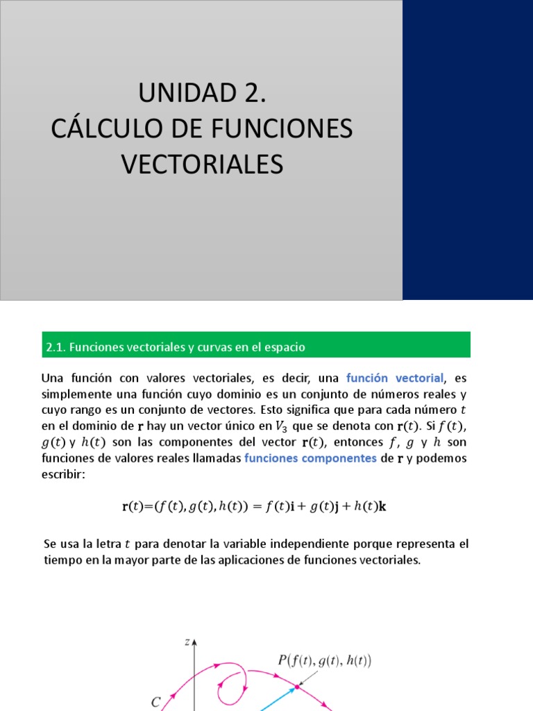 Unidad 2-Funciones Vectoriales | PDF | Vector Euclidiano | Curva