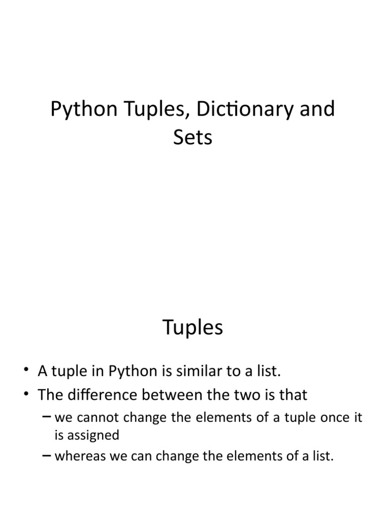 Python Tuples Dictionary And Sets Pdf Computer Science Software Development