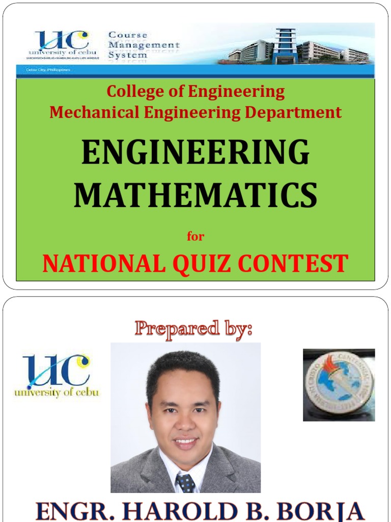 Engineering Math Quiz Contest Guide | PDF | Mathematics | Geometry