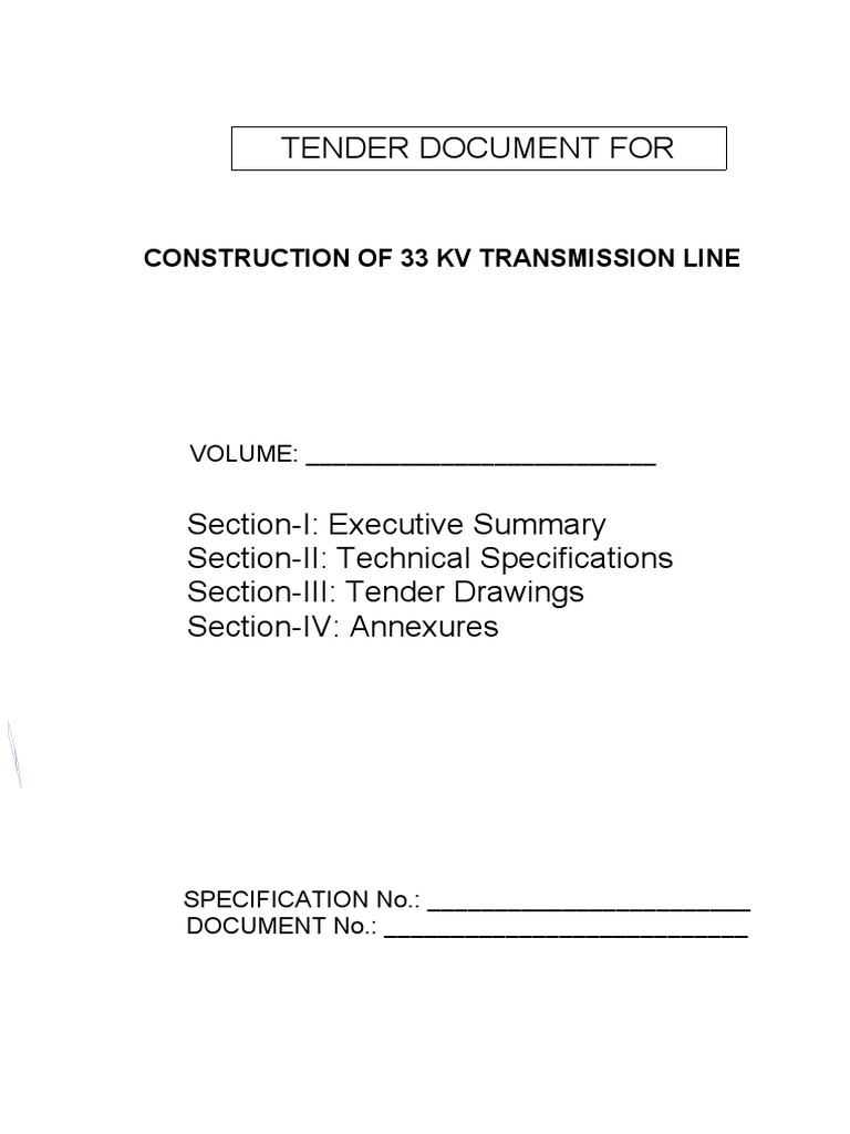 Specification for Construction of 33kV Transmission Line and ...