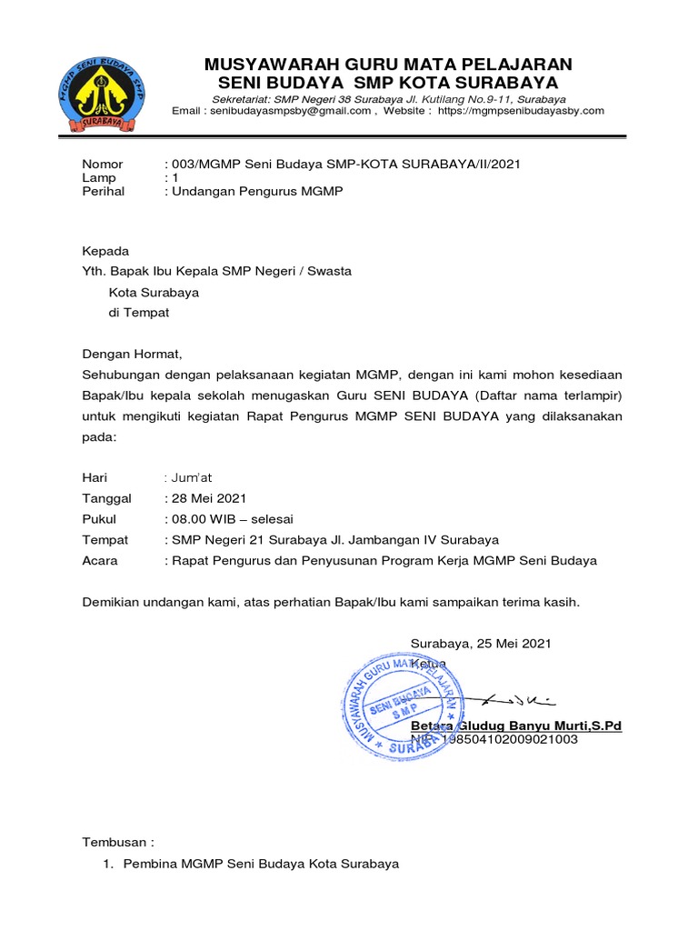 Undangan Rapat MGMP Fix | PDF
