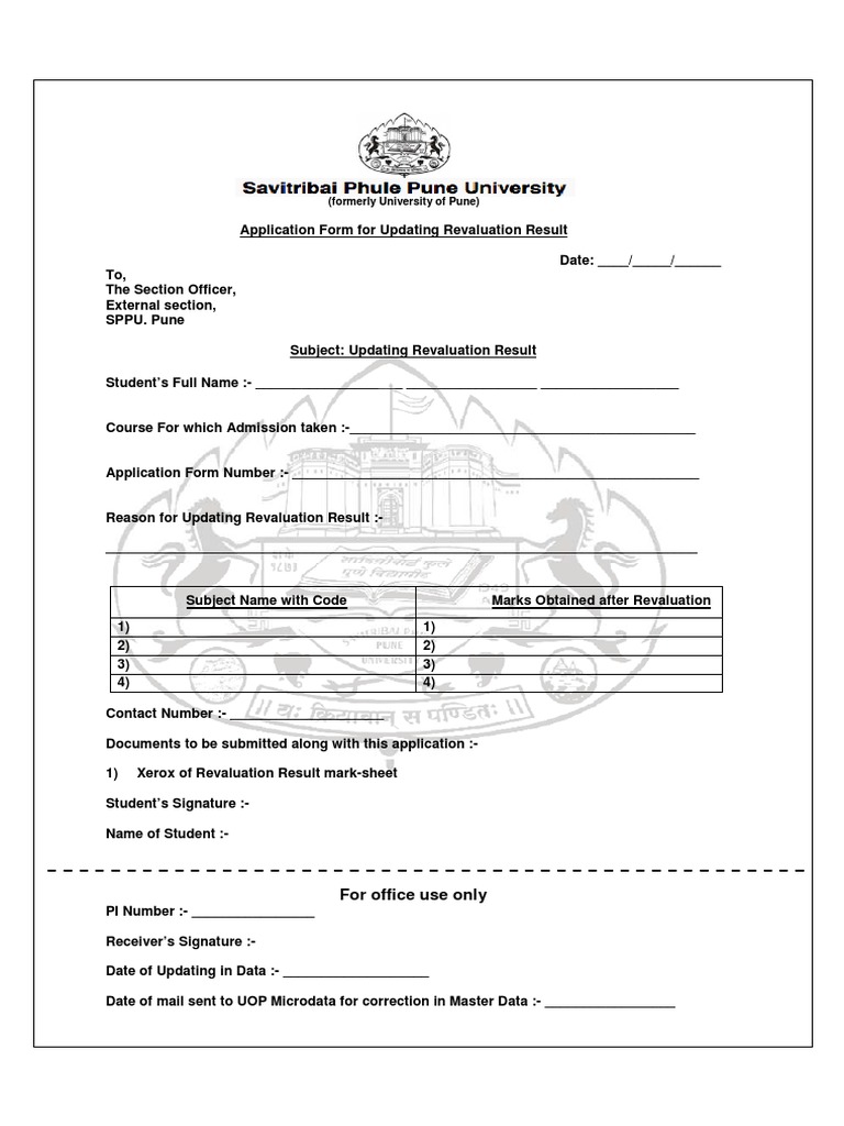 Updating Revaluation Results: A Student's Application for Amending ...
