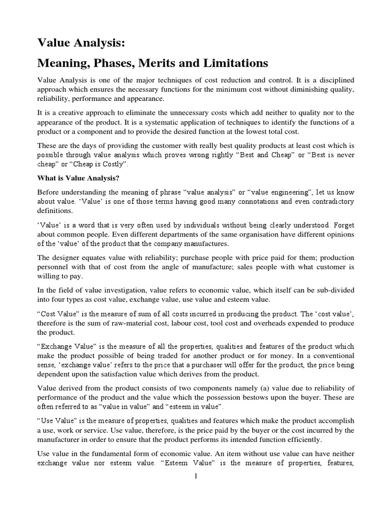 3 Value Analysis | PDF | Value (Economics) | Reliability Engineering