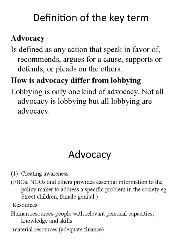Definition of The Key Term: Advocacy | PDF | Decision Making | Capacity ...
