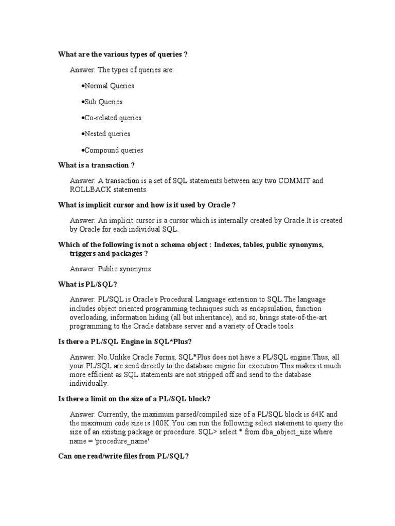 Document | PDF | Relational Database | Pl/Sql