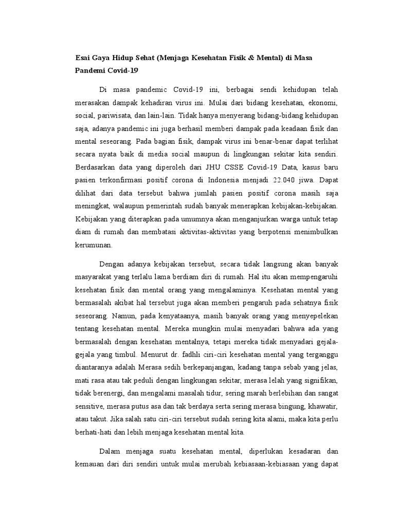 Esai Gaya Hidup Sehat | PDF