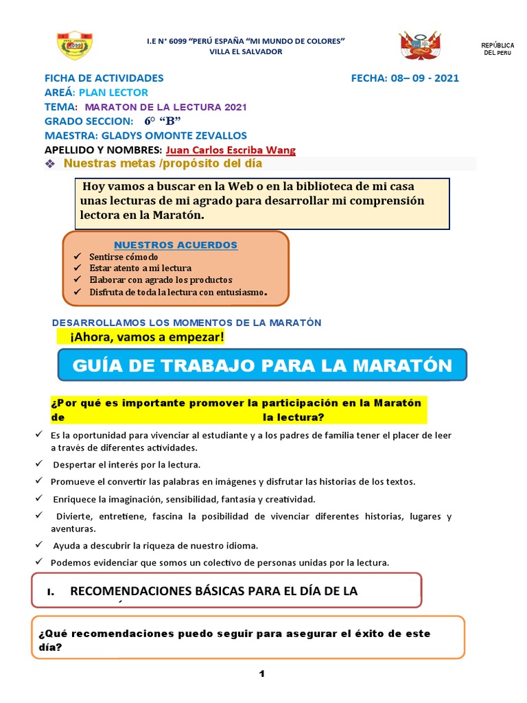 Ficha de Maratón de La Lectura | PDF