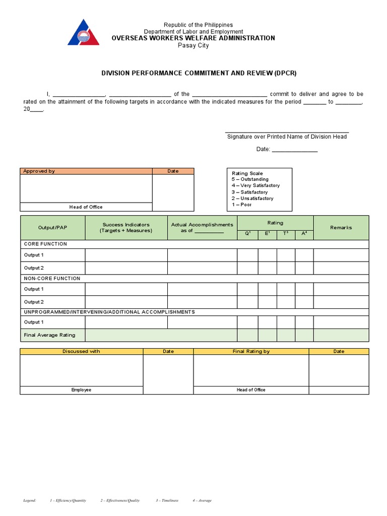 2019 DPCR - Division Performance and Commitment Review | PDF | Business ...