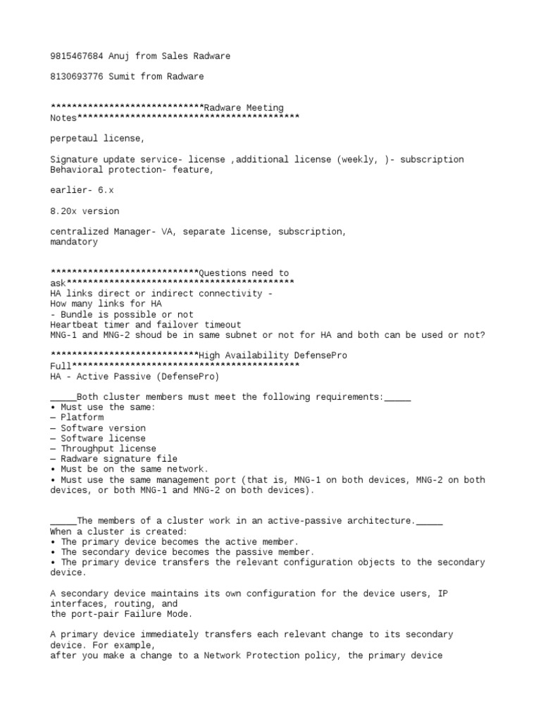 Radware DefensePro Imp Points | PDF | Computer Network | Telecommunications