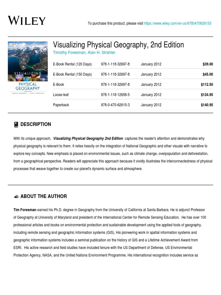 Visualizing Physical Geography, 2nd Edition: Timothy Foresman, Alan H ...