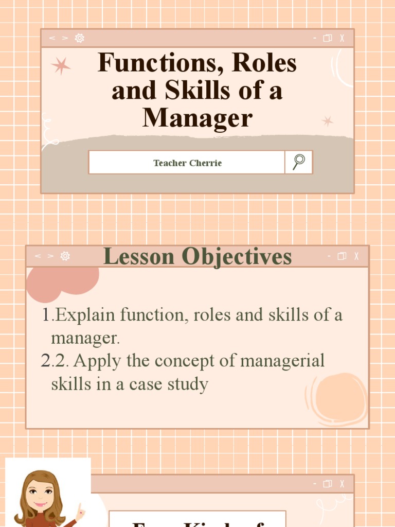 Lesson 3 Functions, Roles and Skills of Managers | PDF