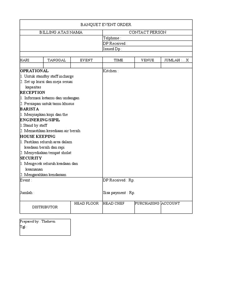 Banquet Event Order | PDF