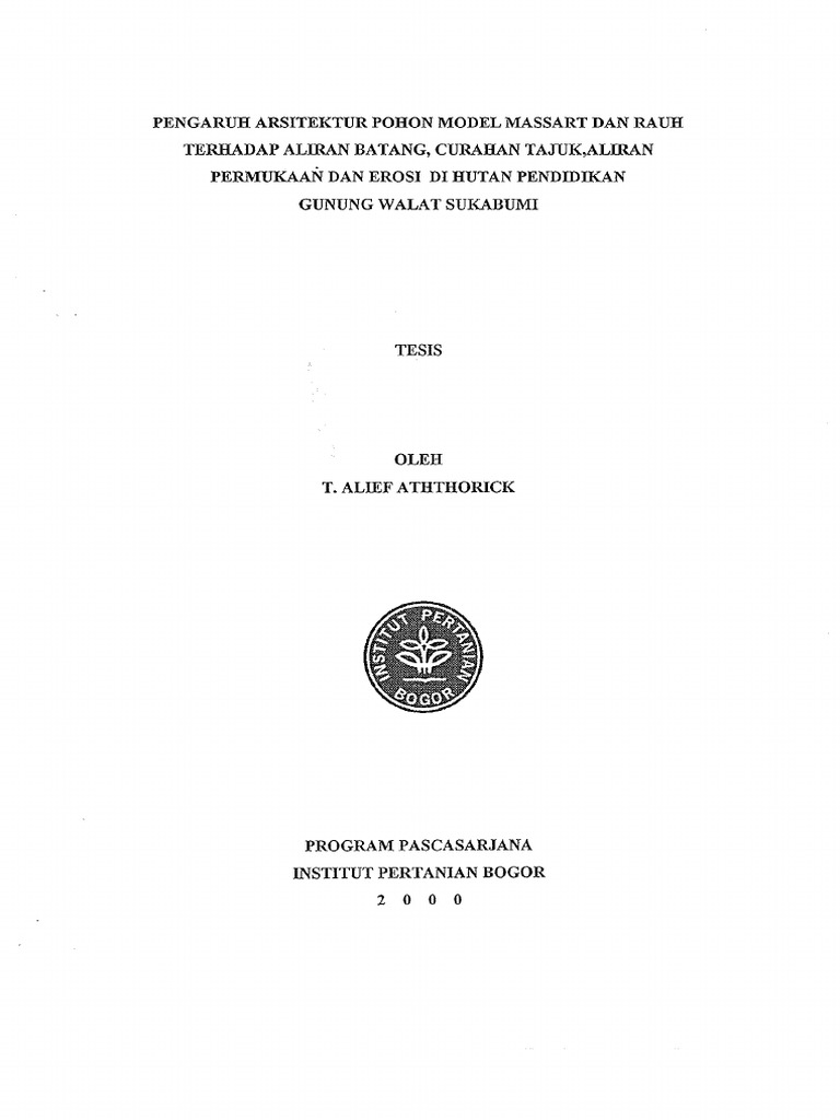 2000 - Pengaruh Arsitektur Pohon Model Massart Dan Rauh Terhadap Aliran ...