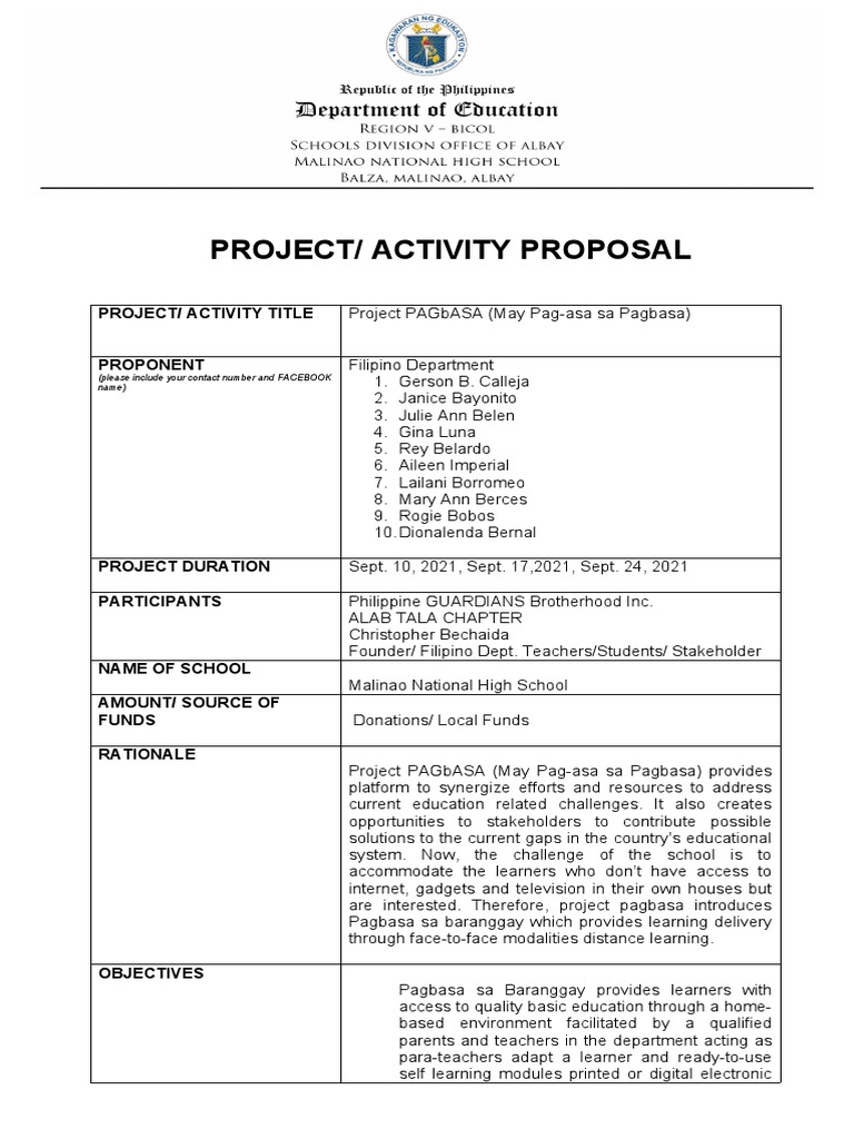 PROPOSAL - Filipino Dept. | PDF