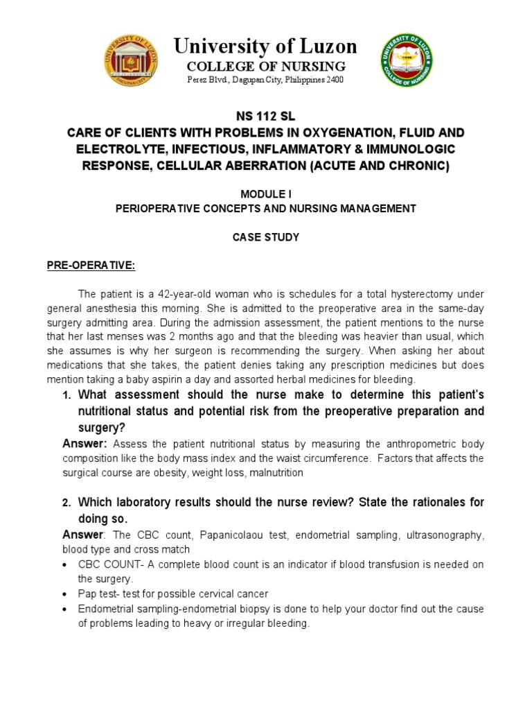 Module 1 Case Study | PDF | Surgery | Anesthesia