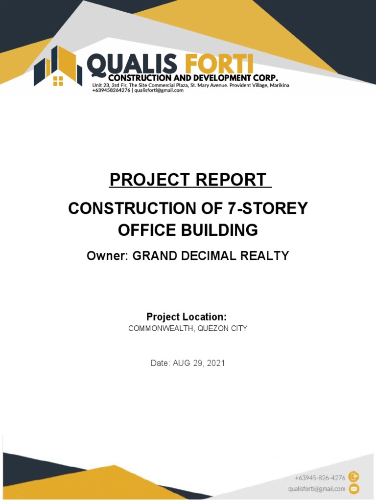 7-Storey Office Building Progress Report | PDF