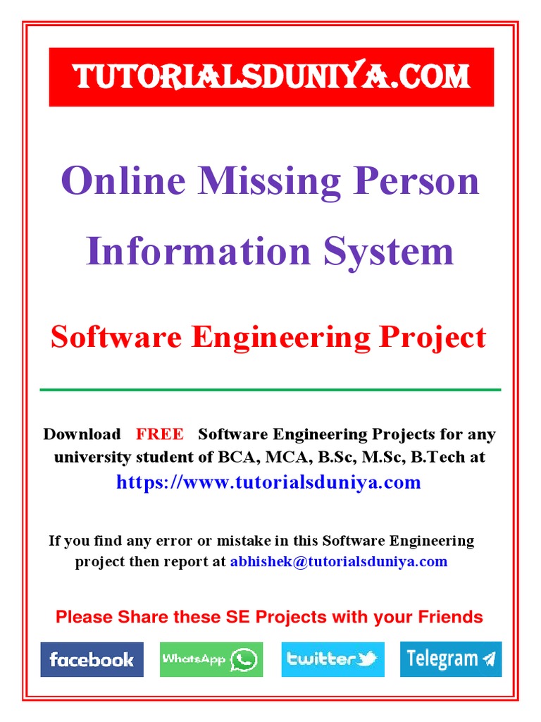 Online Missing Person Information System | PDF | Software | User ...