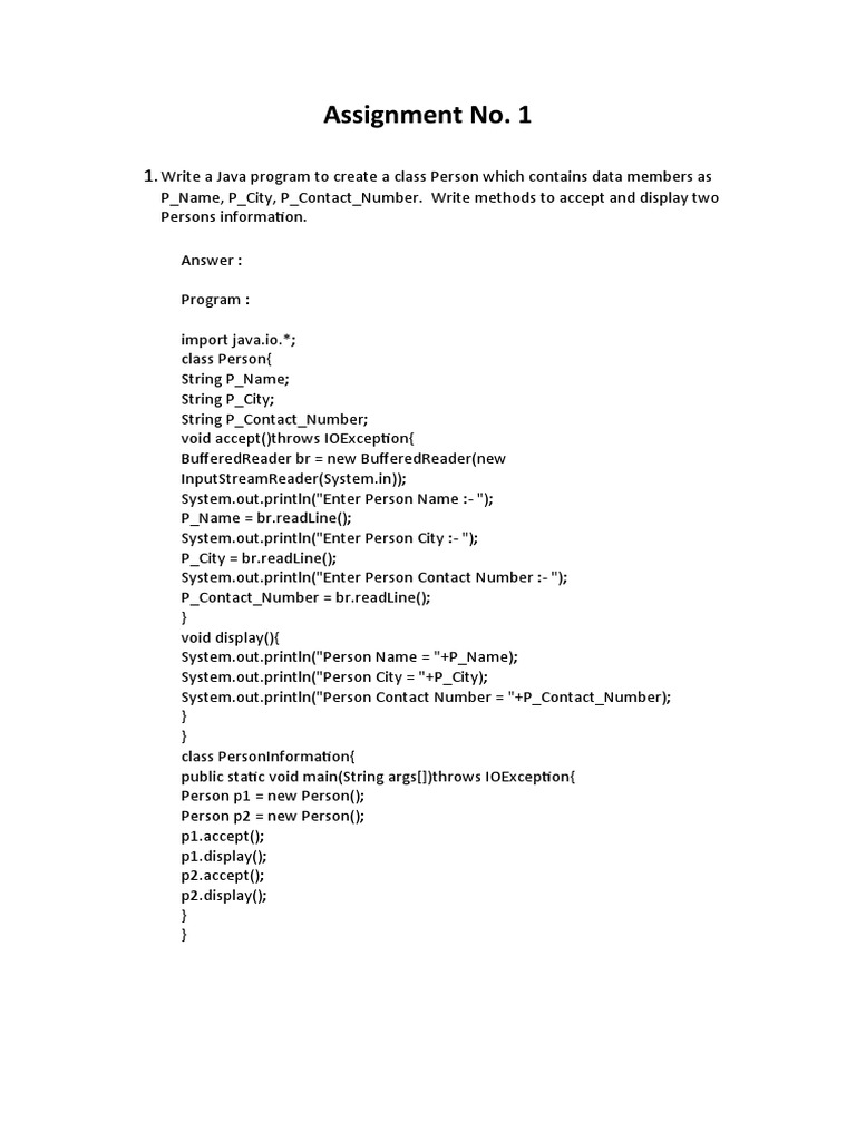 Assignment No 1 (Java Lab) | PDF | Method (Computer Programming) | Area