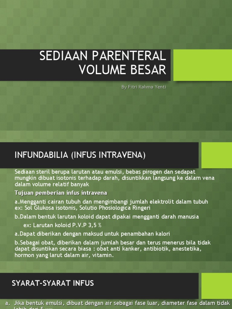 Syarat dan Jenis Sediaan Infus | PDF | Memasak, Makanan, & Anggur ...