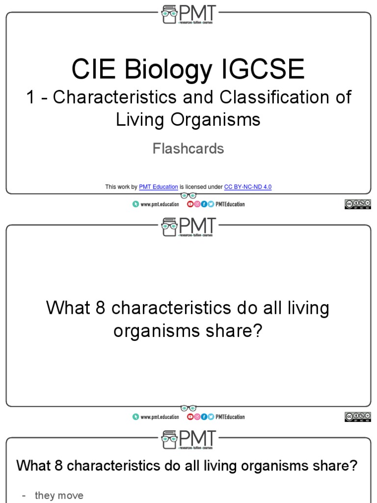 Flashcards - Topic 1 Characteristics and Classification of Living ...