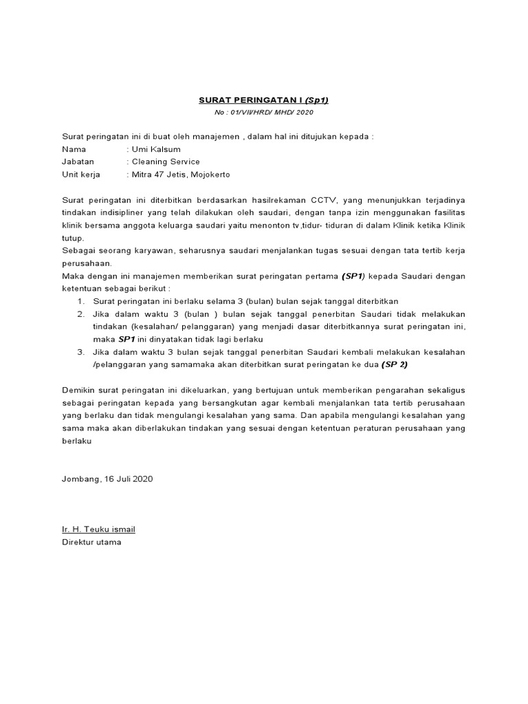 Surat Peringatan I | PDF