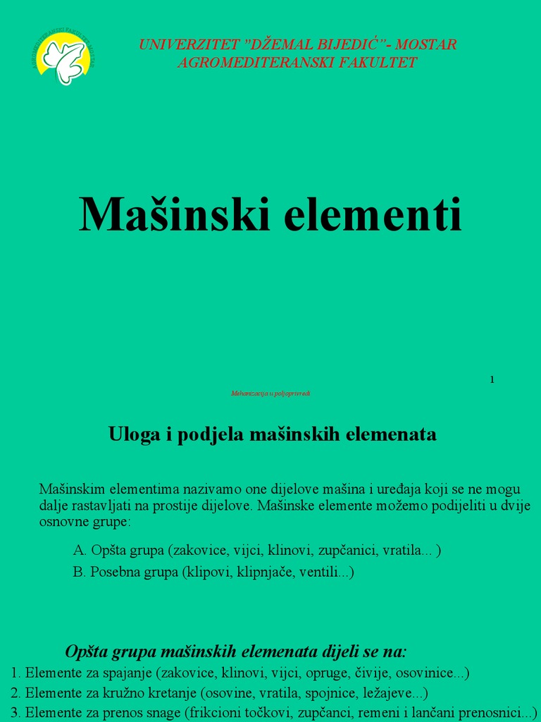 Predavanja 3-Masinski Elementi | PDF