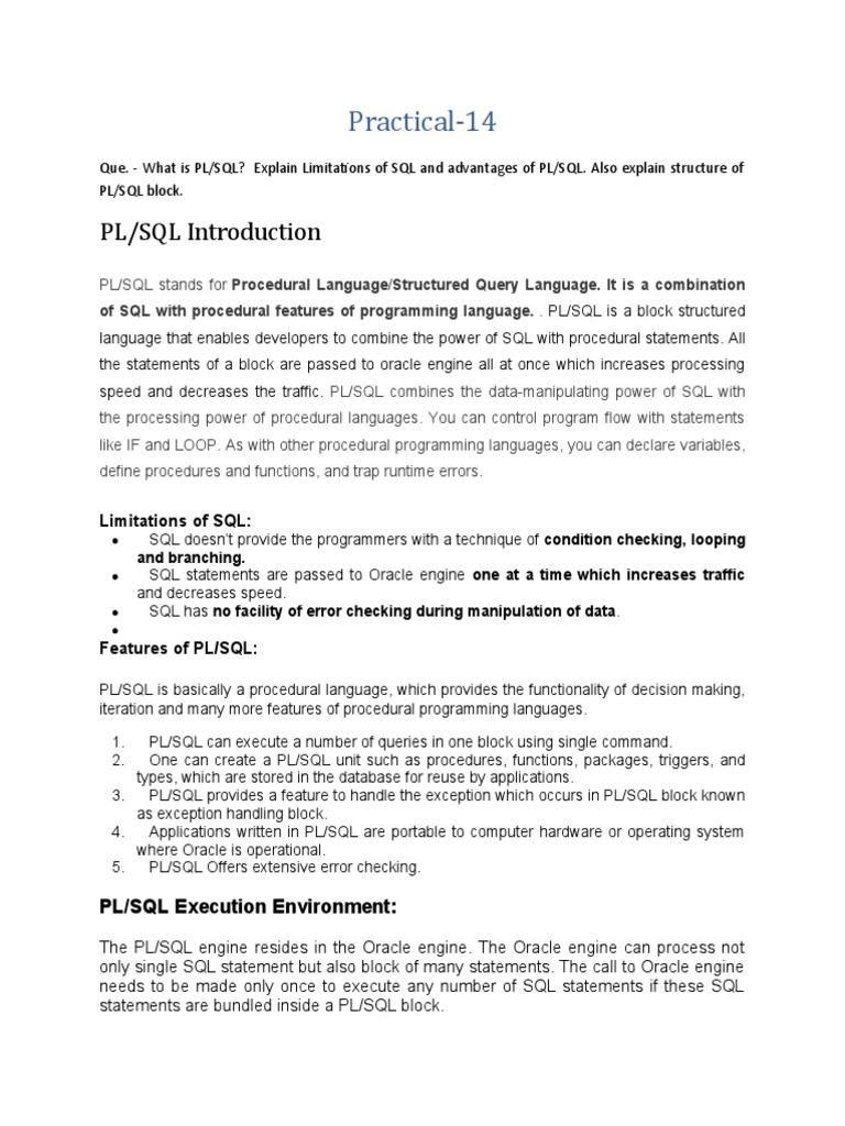 Practical 14 Rdbms | PDF | Pl/Sql | Sql