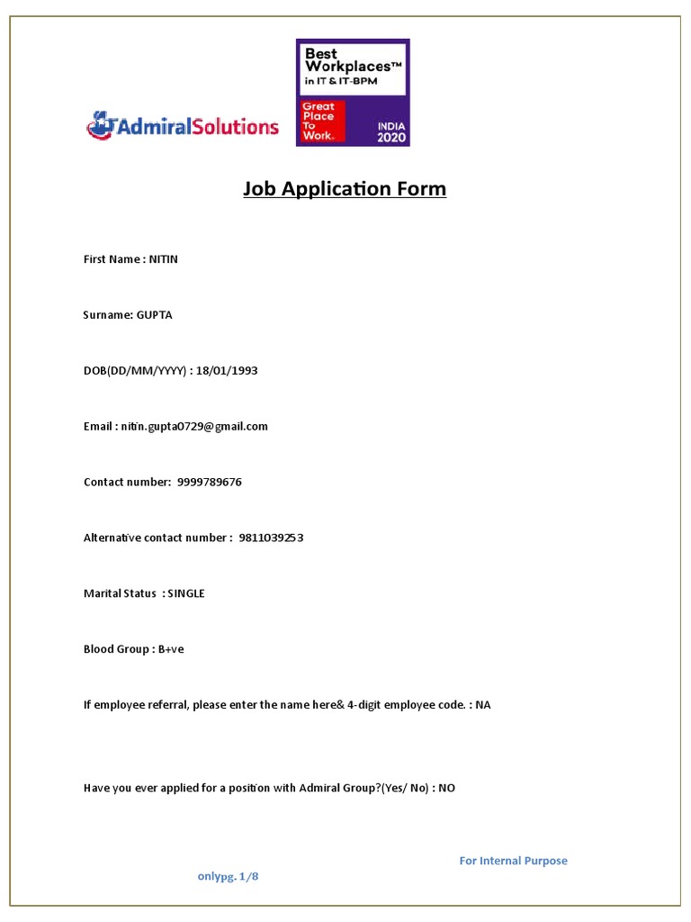 CS - Application Form | PDF | Background Check | Justice