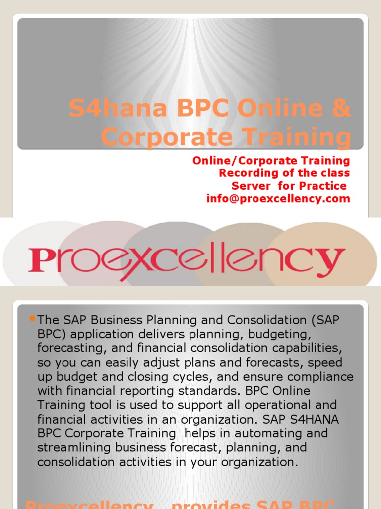Proexcellency Provides S4hana BPC Online & Corporate Training | PDF