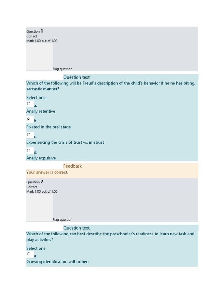 Child Development Exam Review Questions | PDF | Thought | Social Psychology