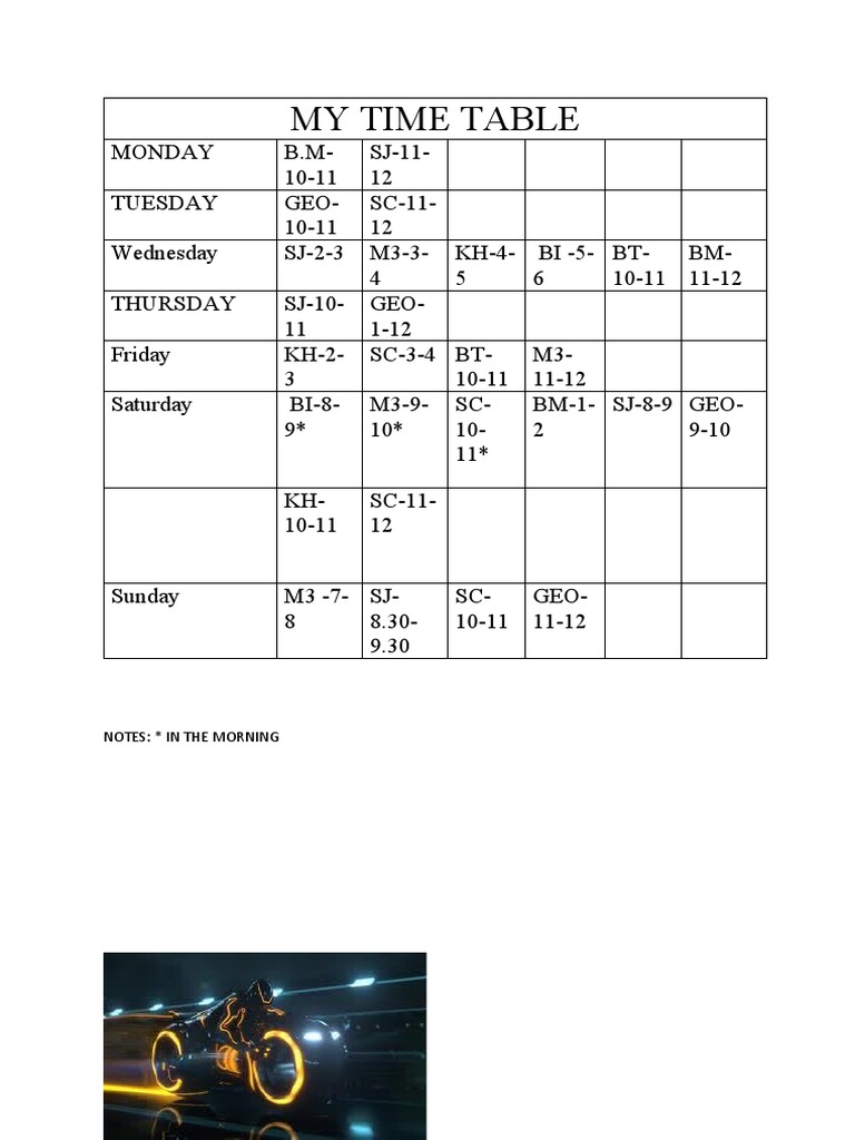 My Time Table | PDF