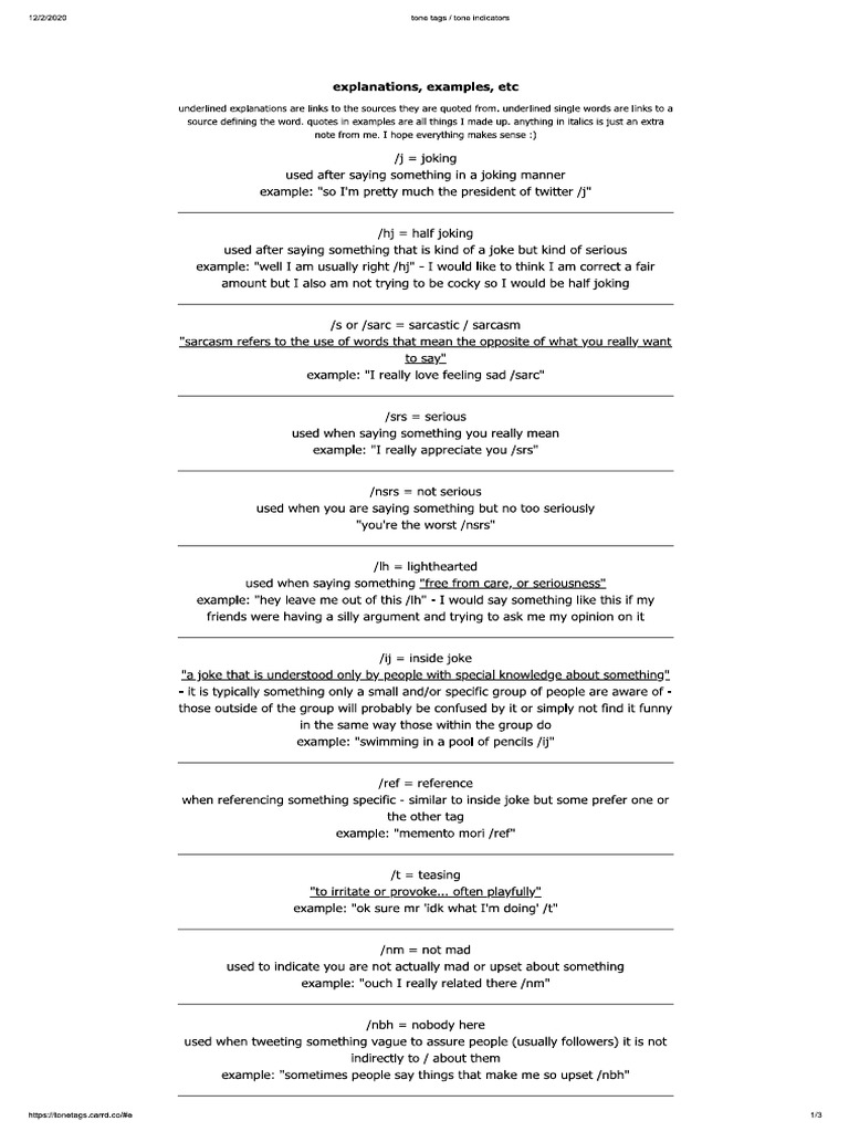 Tone Tags and Examples | PDF