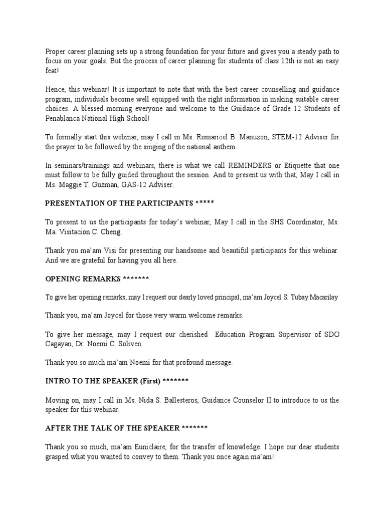 Presentation of The Participants | PDF