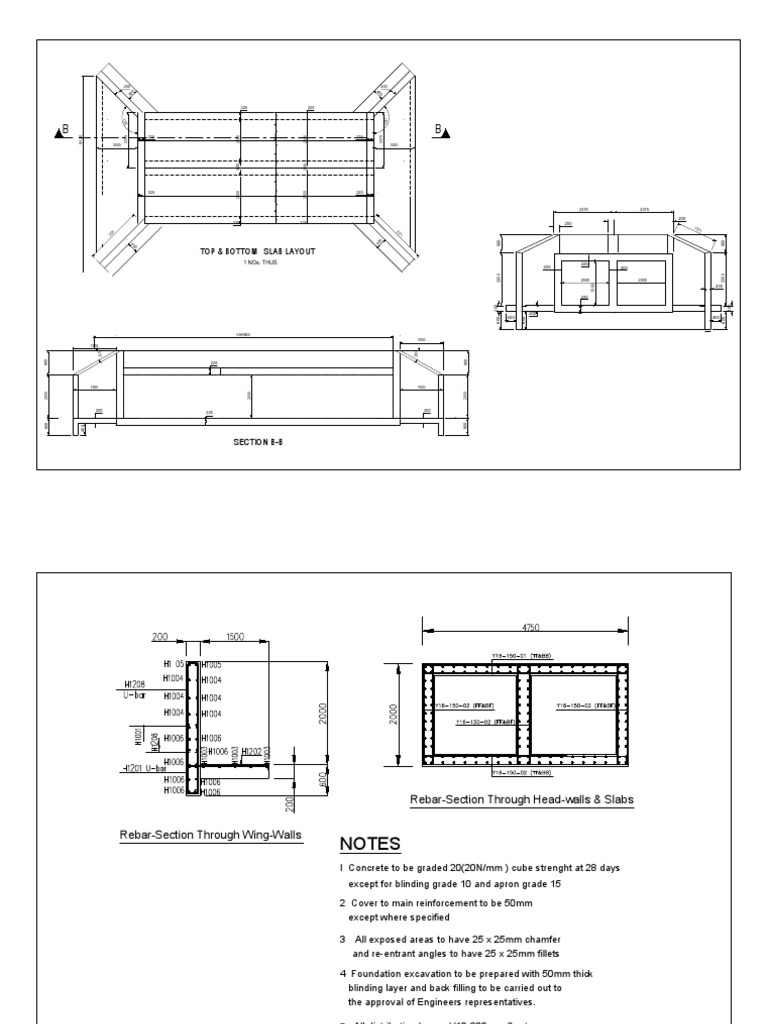 Top & Bottom Slab Layout: Section B-B | PDF | Structural Engineering ...