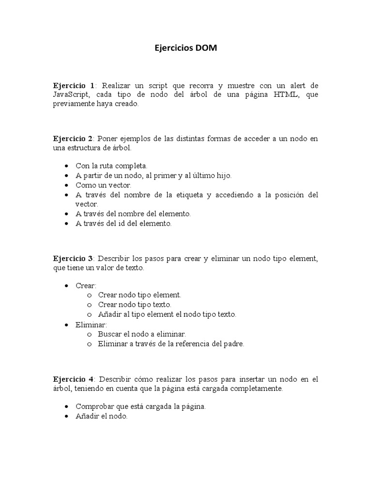 Ejercicios DOM | PDF | Modelo de objeto de documento | Hipervínculo