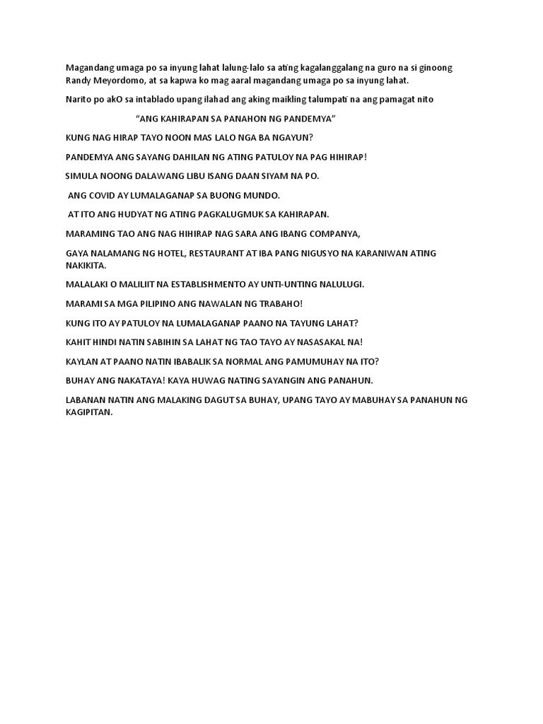 MAIKLING Talumpati | PDF