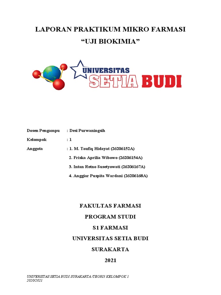 Kelompok 1 - Teori 3 - Laporan Prak Mikfar Uji Biokimia | PDF