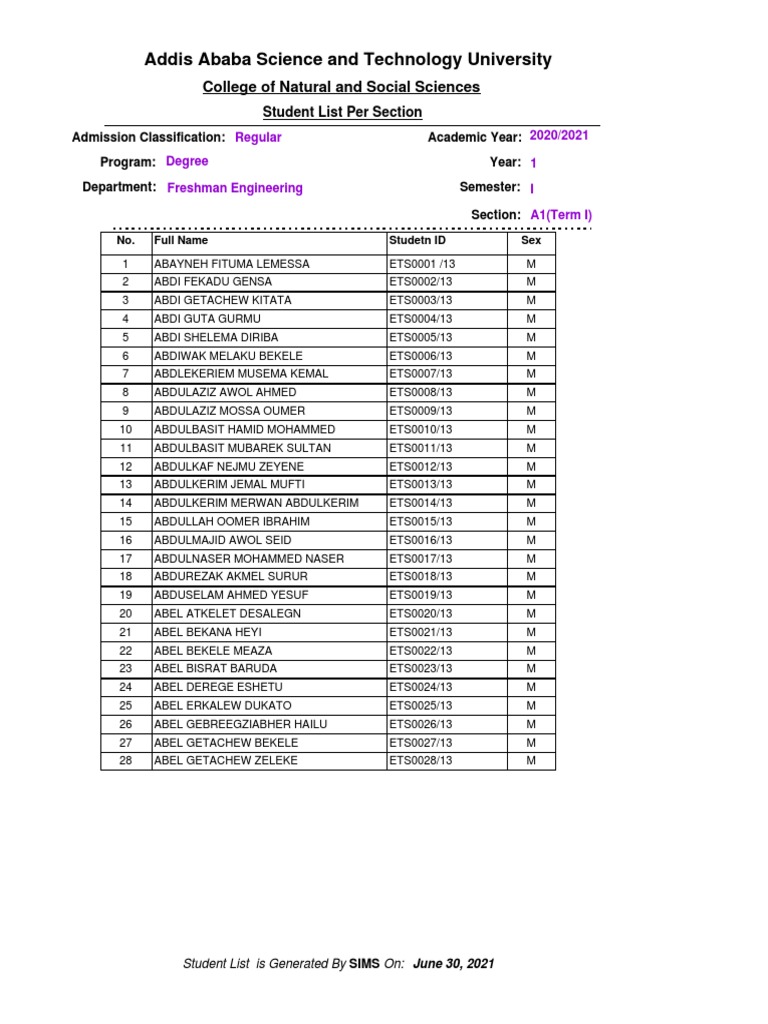Addis Ababa Science and Technology University: College of Natural and ...