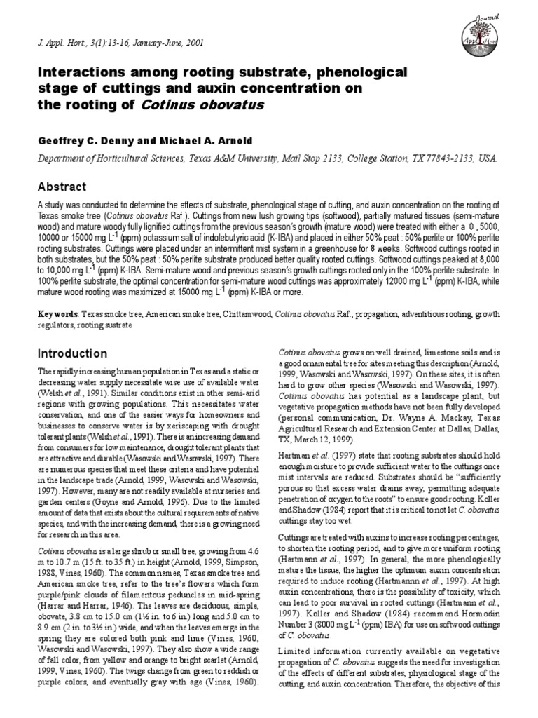 Interactions Among Rooting Substrate, Phenological | PDF | Wood | Biology