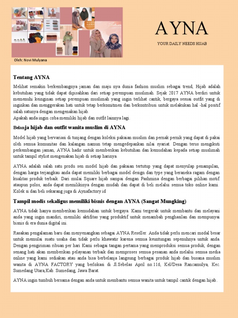 Contoh Copywriting Brand Hijab | PDF