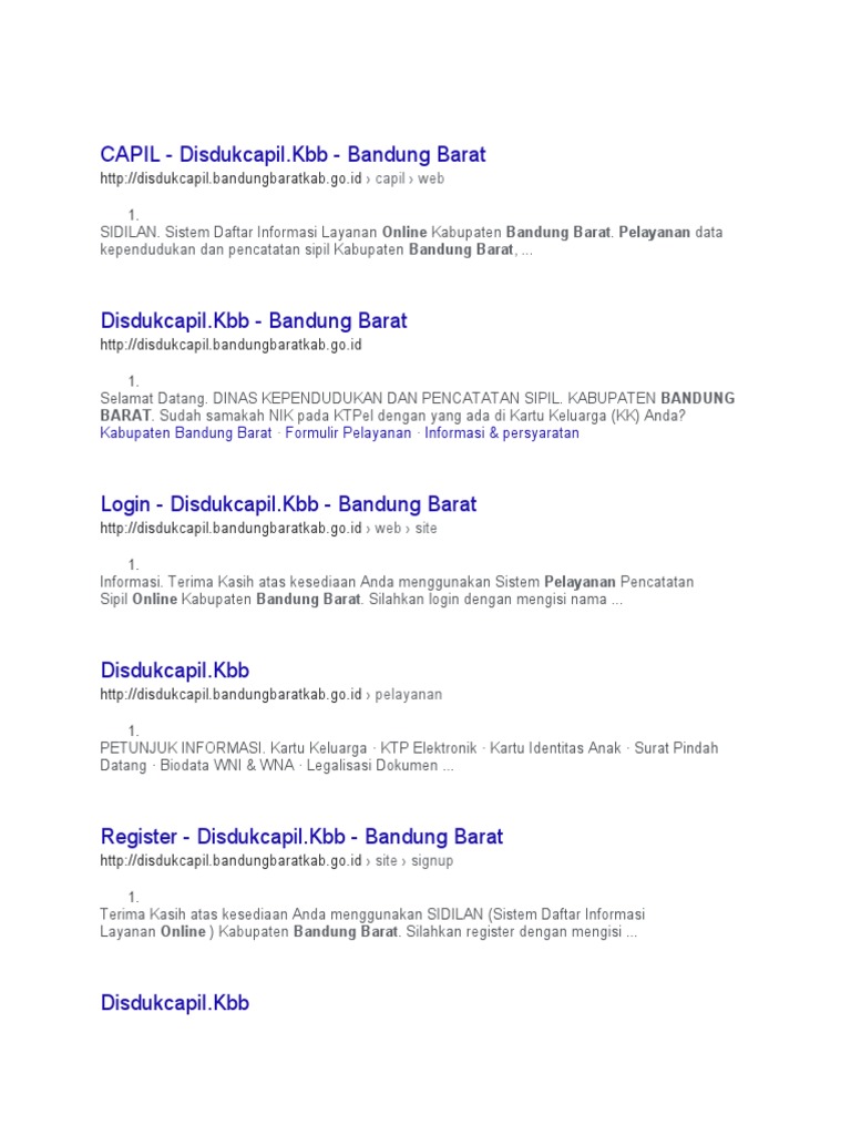 CAPIL - Disdukcapil - KBB - Bandung Barat | PDF