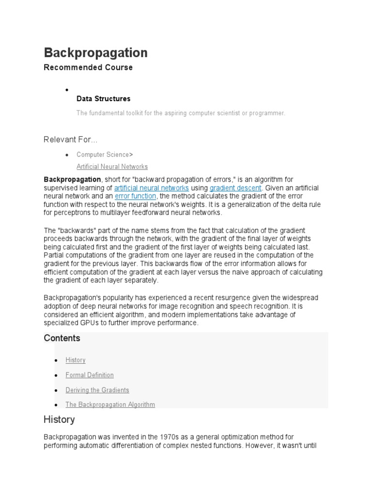 Backpropagation Algorithm Explained in 40 Characters | PDF | Artificial ...